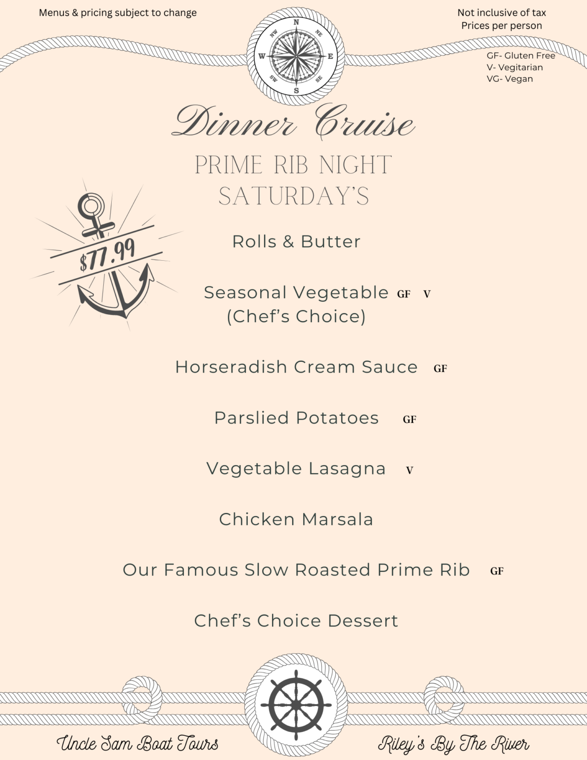 1000 Island Prime Rib Buffet Dinner Cruise